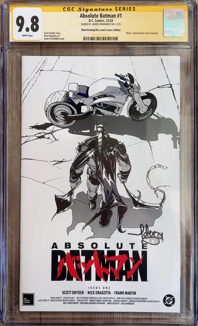 ABSOLUTE BATMAN #1 CGC 9.8 SIGNED Javi Fernandez "AKIRA" Homage Sketch ...